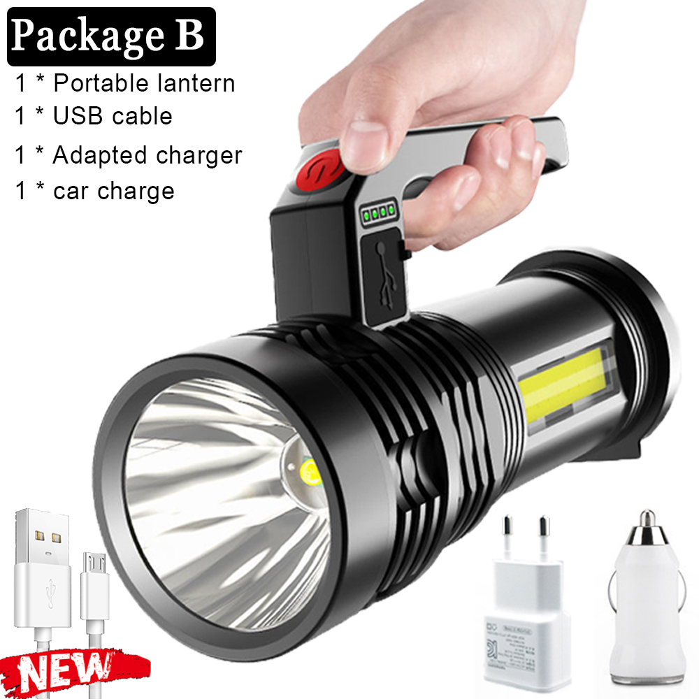 Rechargeable Super Bright Portable LED Flashlight P500 Lamp + COB Side ...