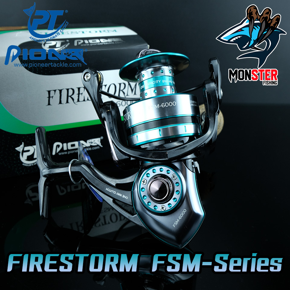 รอกสปินนิ่ง PIONEER FIRESTORM FSM-2000/4000/6000 (สีเทาเขียว) - KraKen Tackle - ThaiPick