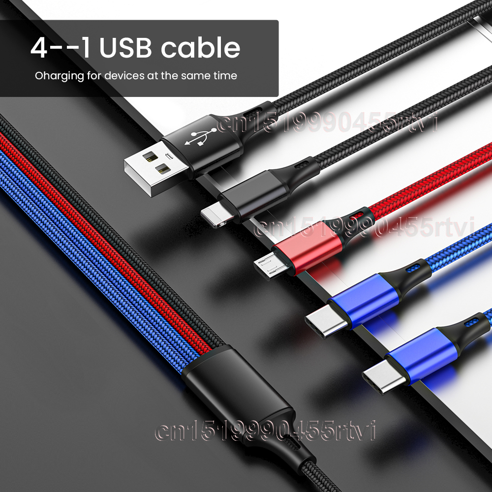 Cw4 In 1สาย USB 3 In 1 USB A ถึง M Icro USBType C8พิน Kable สำหรับ ...