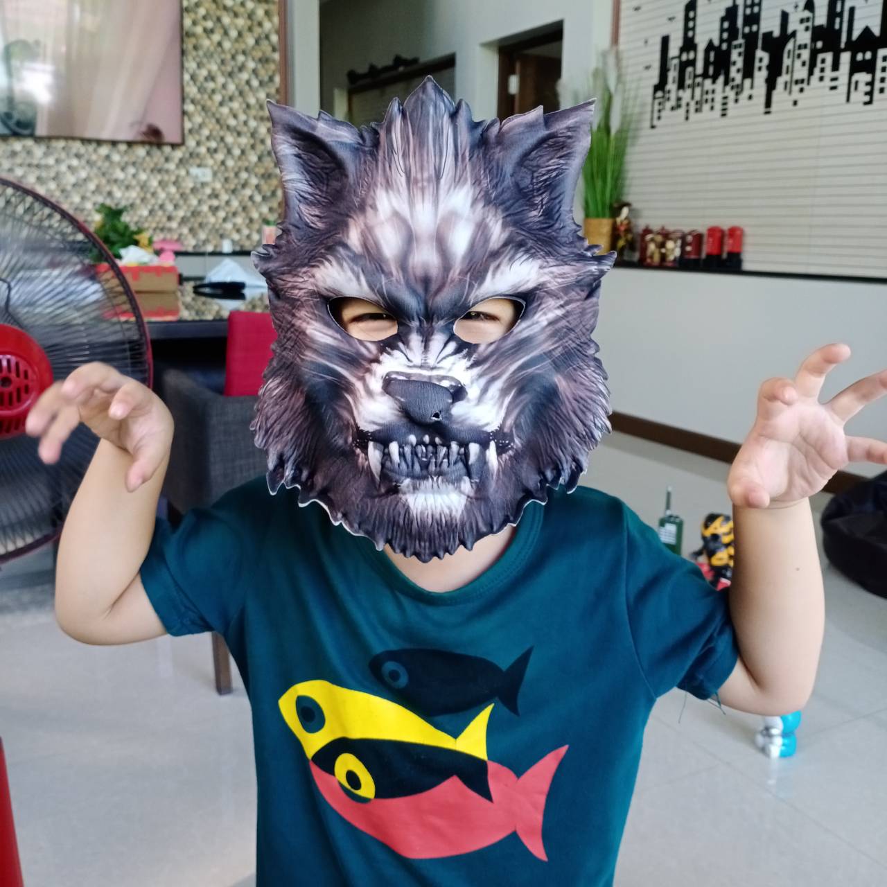 (1 อัน) หน้ากากหมาป่า หน้ากาก 3D หน้ากากครึ่งหน้า หน้ากากโฟม หมาป่า ...