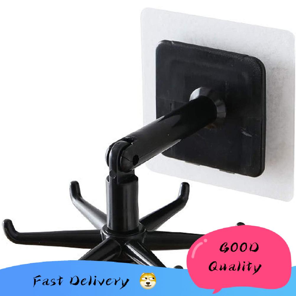 Folding Hook 360° Rotating Self-Adhesive Kitchen Hook Punch-free 6-Claw ...