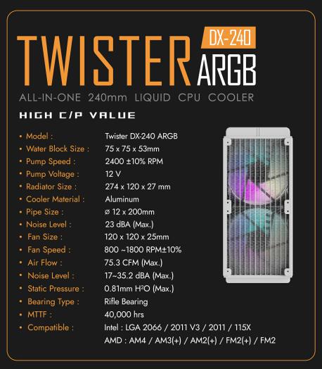 Darkflash DX240 white PC cooler CPU water Cooling Liquid with 12mm RGB ...