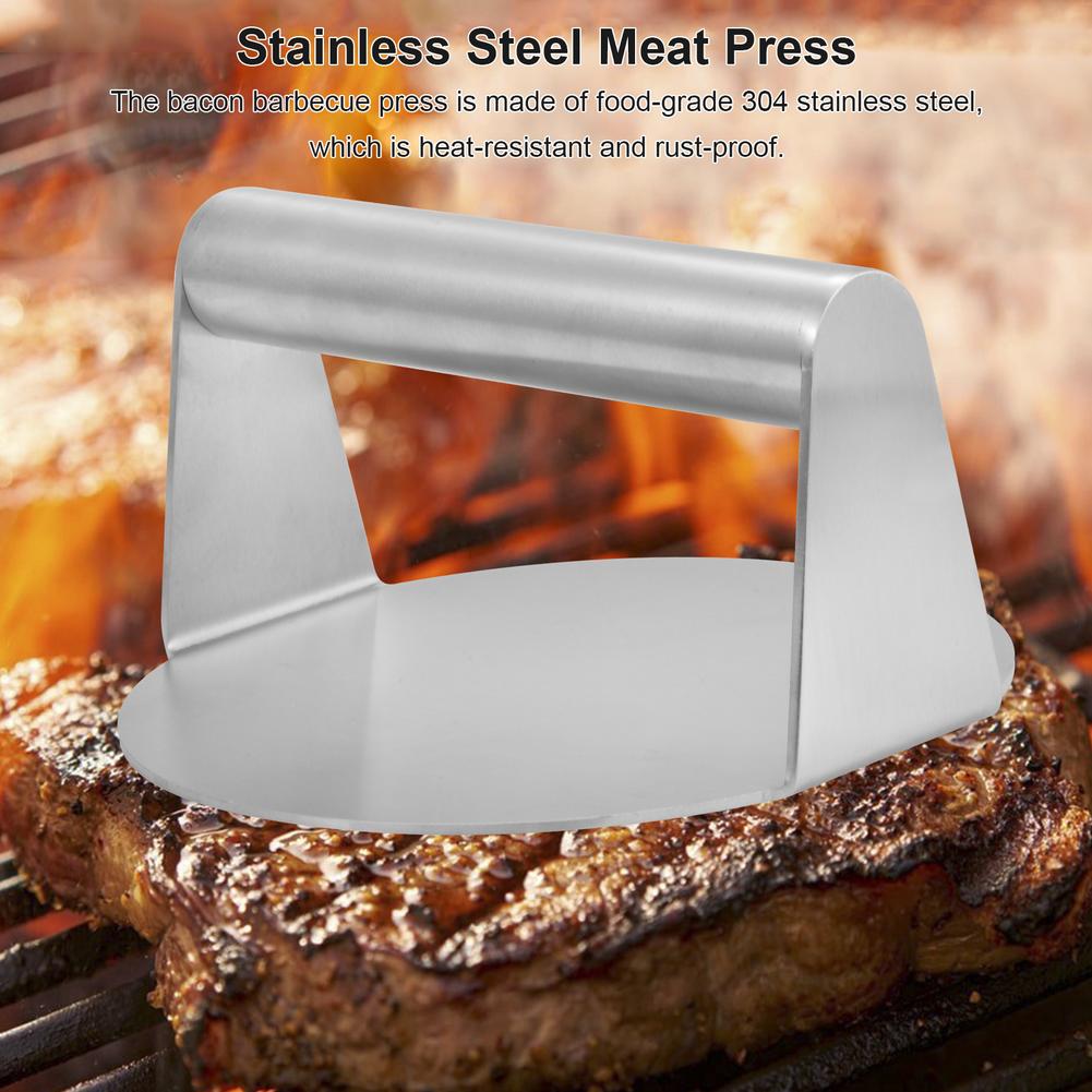 Stainless Steel Burger Press Round Non-Stick Bacon Grill Burger Smasher ...
