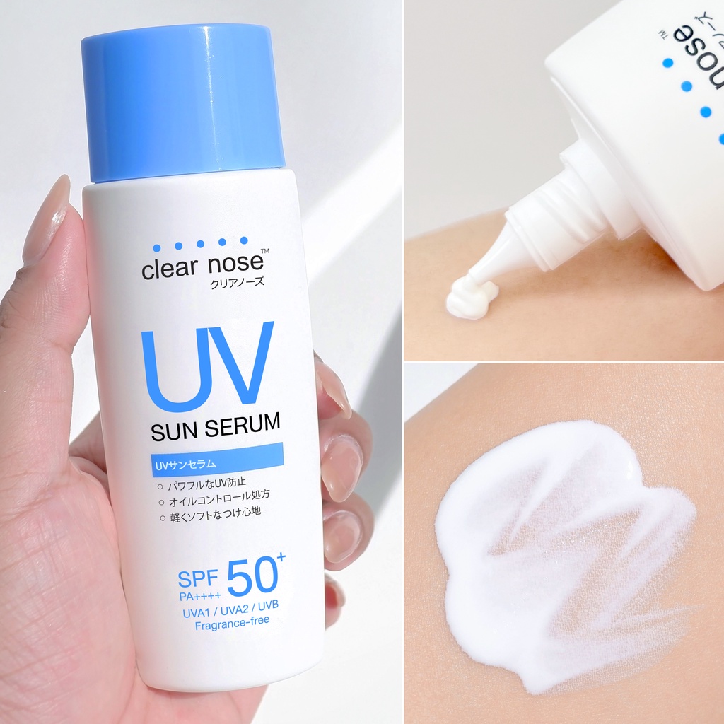 แบบขวดใหญ่ 80 ml. 1 ชิ้น กันแดด เคลียร์โนส Clear Nose UV Sun Serum SPF50+PA++++ กันแดด บางเบา ...