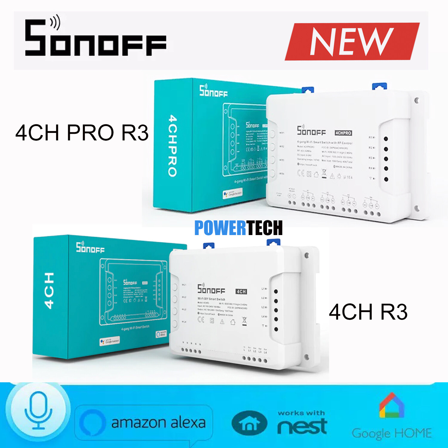 SONOFF 4CH R3 หรือ 4CH PRO R3 4 ช่อง อัจฉริยะไร้สายโมดูลสวิทช์ - Power ...