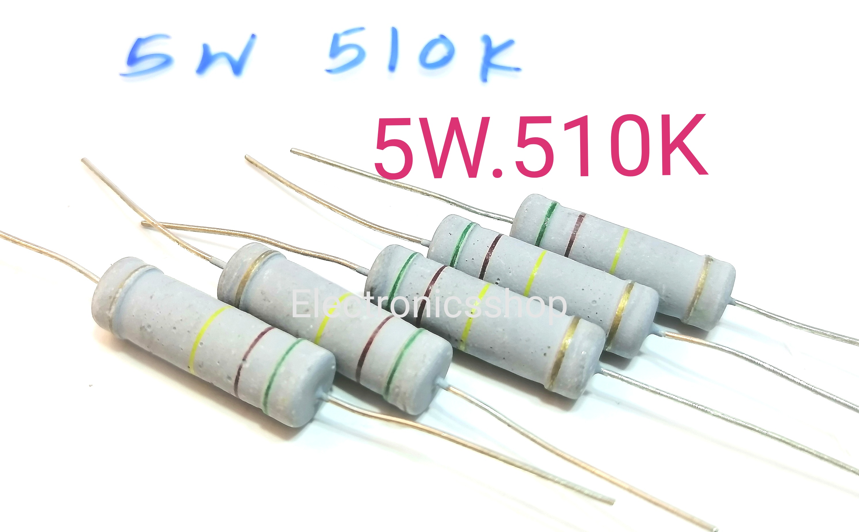 1ชุด 2 ตัว 5W 510 K ตัวต้านท้าน คาร์บอน Metal film resistor อุปกรณ์งานอ ...