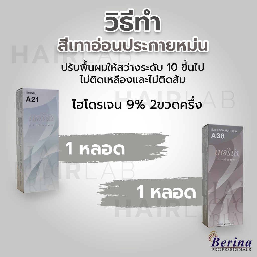พร้อมส่ง เซตสีผมเบอริน่า Berina hair color Set A21-A38 สีเทาอ่อนประกาย ...