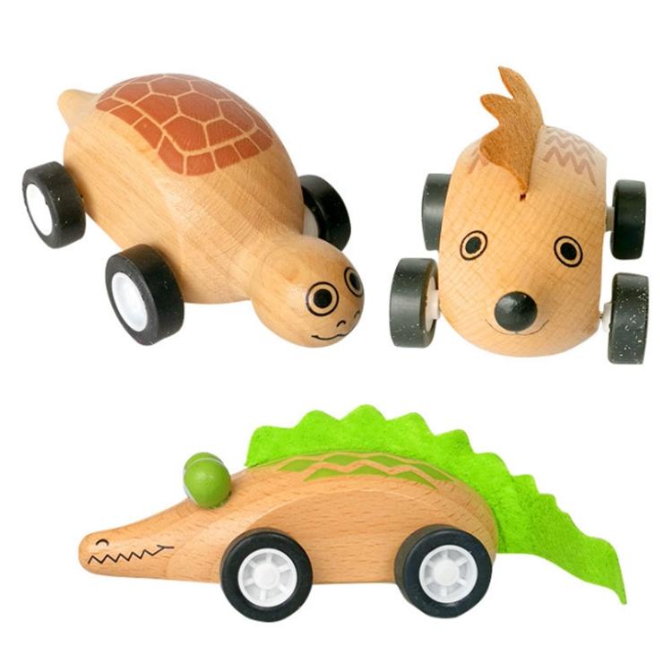 Pull-Back Wooden Animal Car Childrens Developmental Toy ...