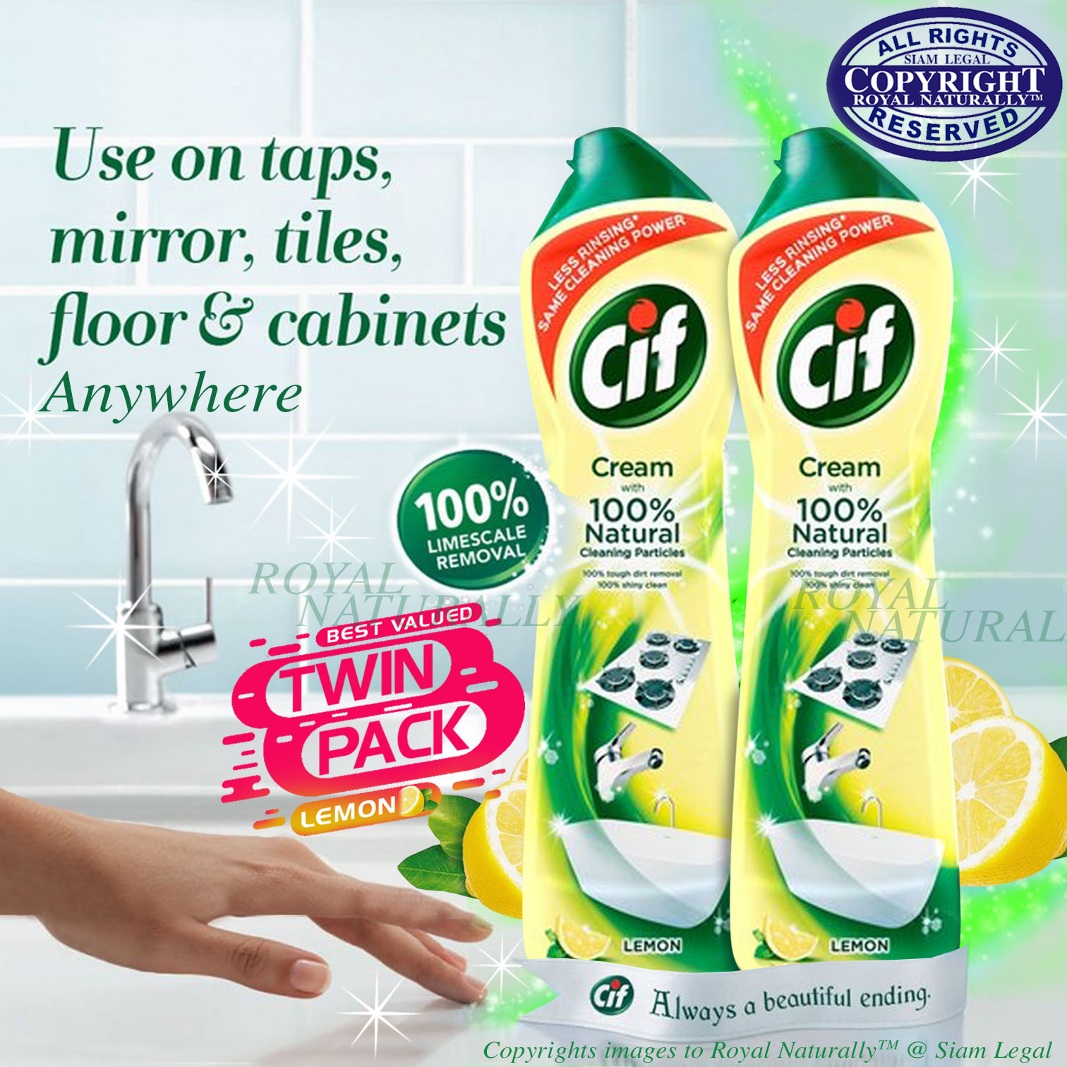 CIF Multi-Purpose Kitchen Cleaning Cream LEMON ครีมล้างครัวอเนกประสงค์ ...