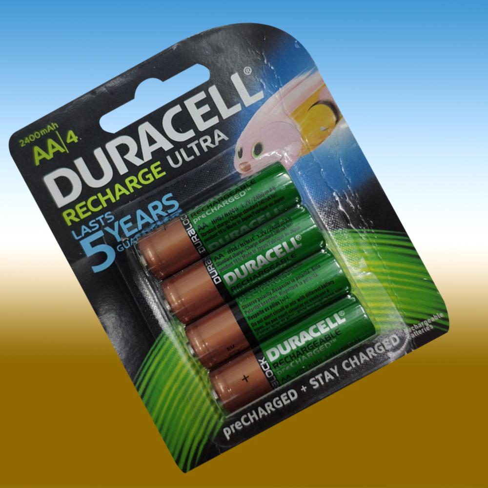 Duracell ถ่านชาร์จ Rechargeable Battery NiMH batteries 2400 mAh AA 1 แพ็ค 4 ก้อน ถ่านชาร์จ ...