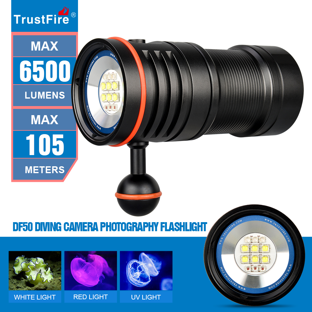 TrustFire DF50 Diving Torch 6500LM Diving Torch Set Maximum Diving ...