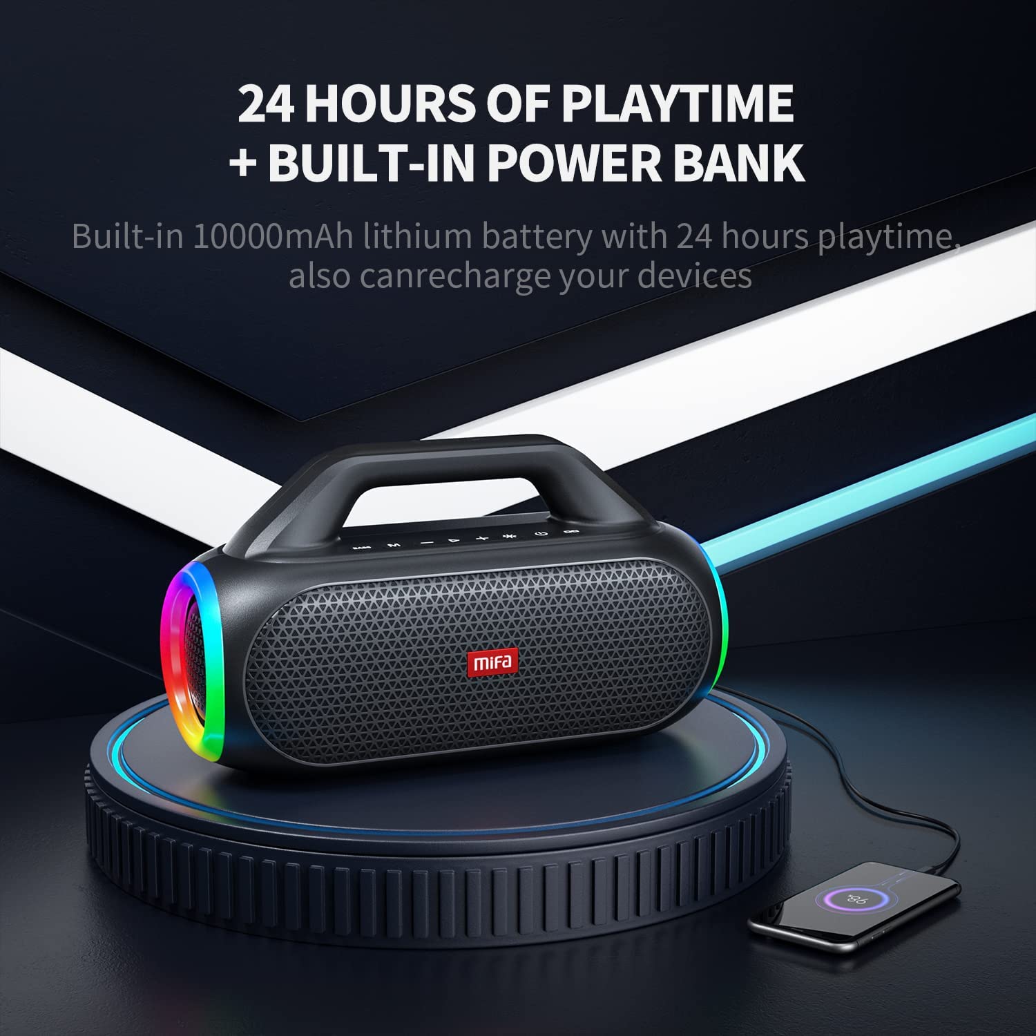 ลำโพงบลูทูธสุดเท่ Mifa Wildbox 60 watt เบสแน่น เสียงคุณภาพดี มีไฟRGB ...