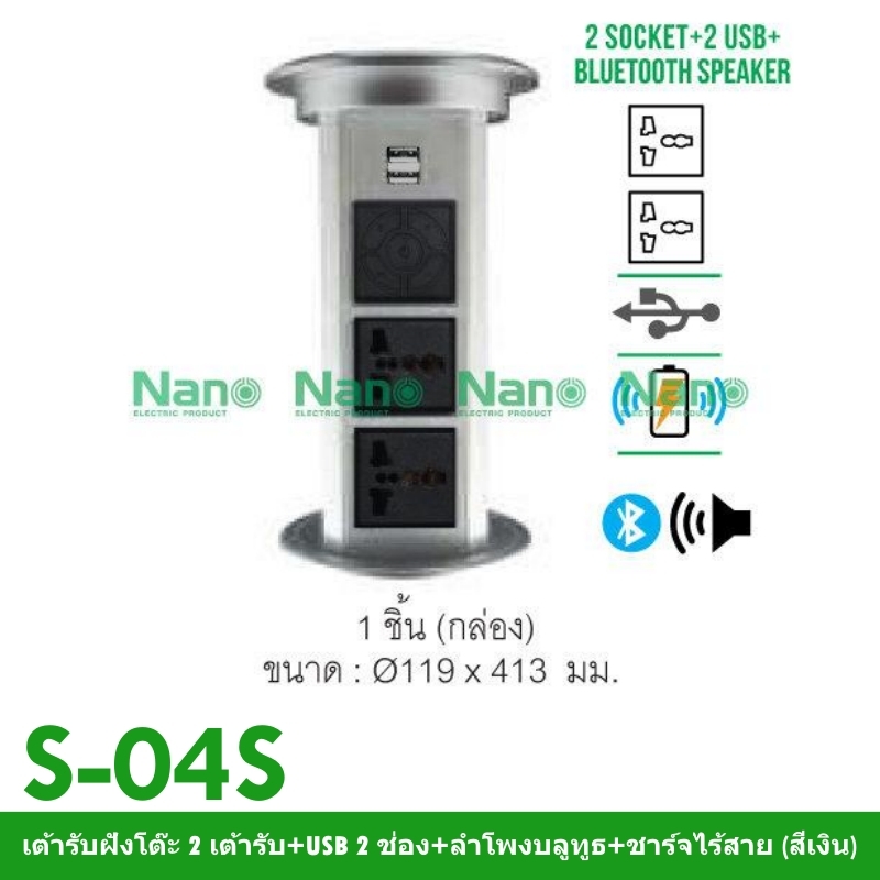 NANO หน้ากาก สวิทซ์ เต้ารับ แบบขอบเหลี่ยม ขนาด 1 - 6 ช่อง สีขาว สีดำ รุ่น NANO-400-x - KTS Power ...