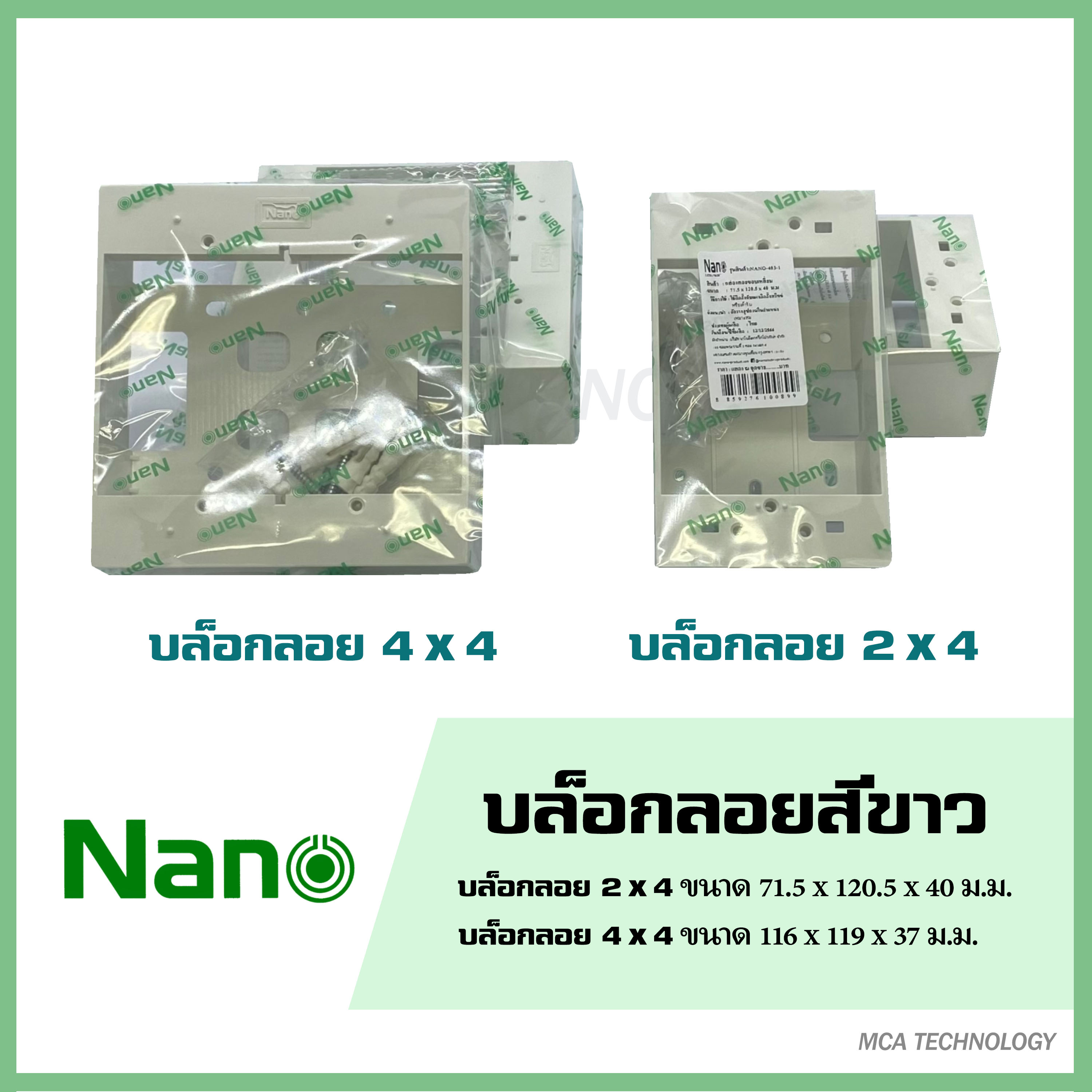 NANO BOX บล็อกลอย กล่องลอย พลาสติก ขนาด 2x4 และ 4x4 สีขาว บล็อคลอย | Lazada.co.th