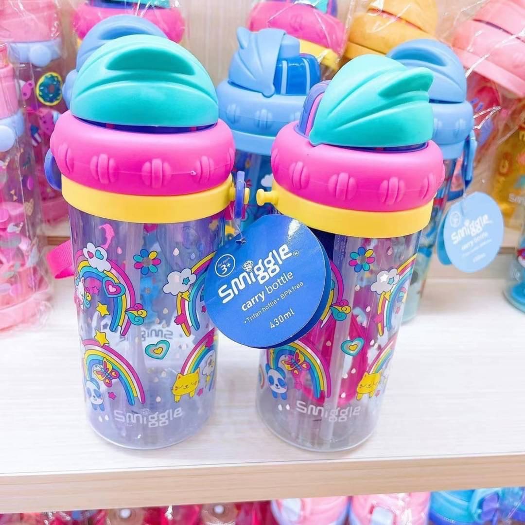 กระติกน้ำ กระบอกน้ำ กระติกน้ำเด็ก Smiggle แบบหลอด มีสายสะพาย ความจุ 430 ...