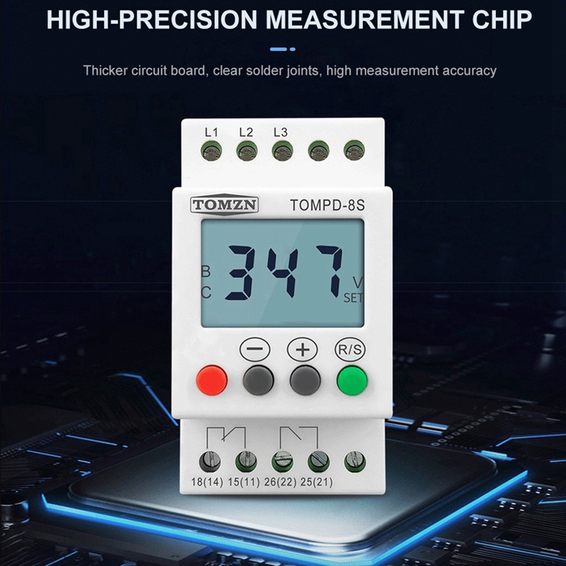 3 Phase Din Rail Adjustable Under Over Voltage Protector Voltage Monitoring Sequence Protection ...