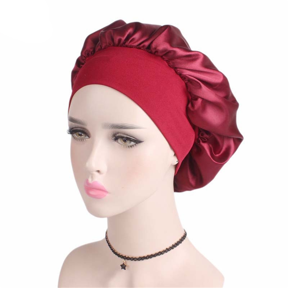 Newly Women 39;s Satin Solid Sleeping Hat Night Sleep Cap Hair Care ...