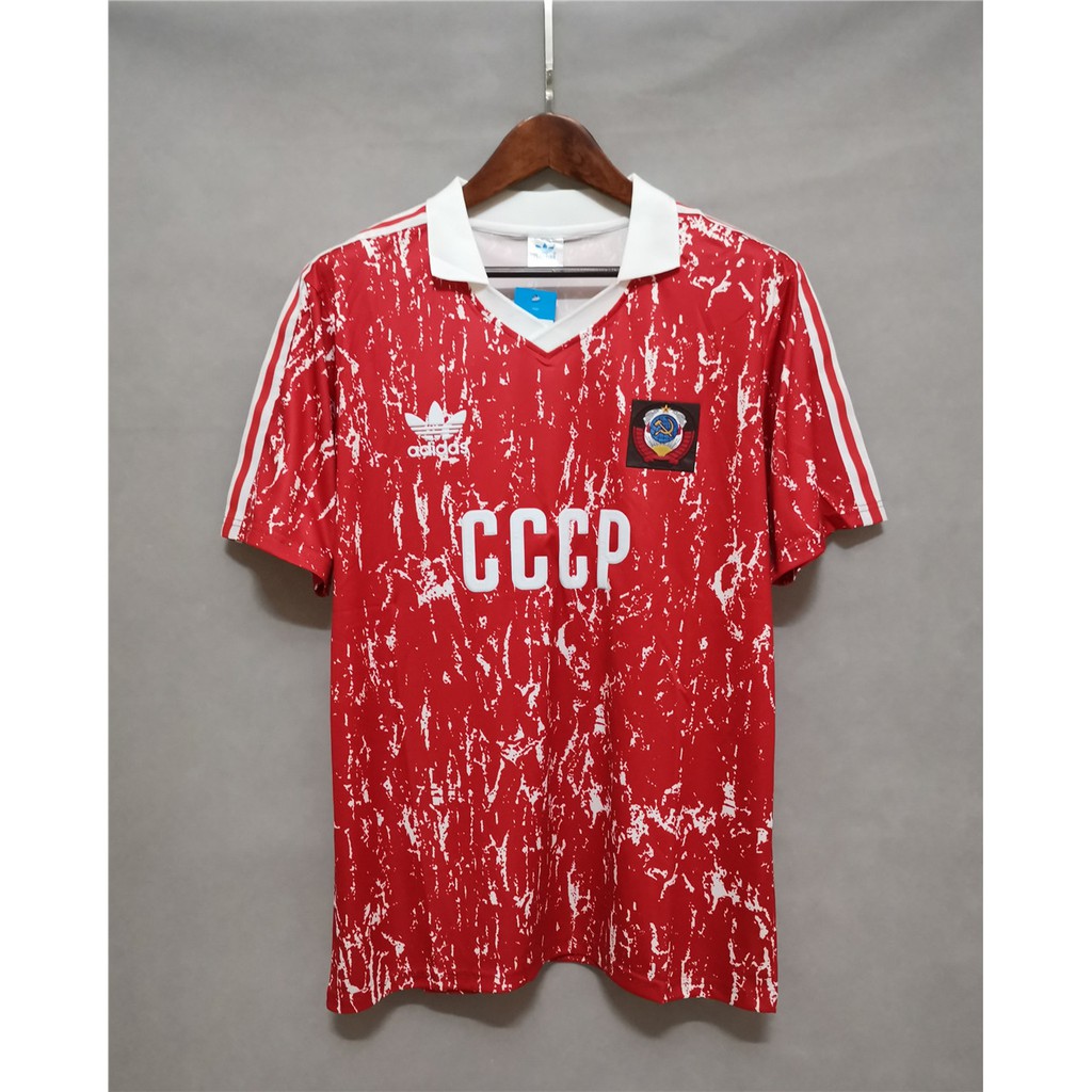 1990 Soviet Home Red Retro Soccer Jersey Football - geleimiao - ThaiPick