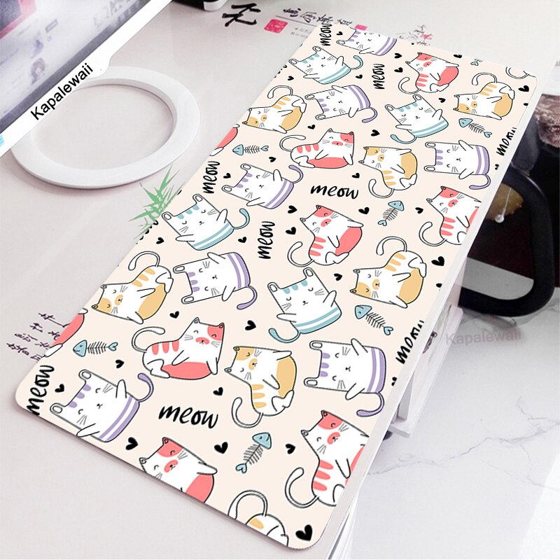 Cute Cat Speed Gamer Mouse Pad 900x400mm Locking Edge Keyboards Mat ...