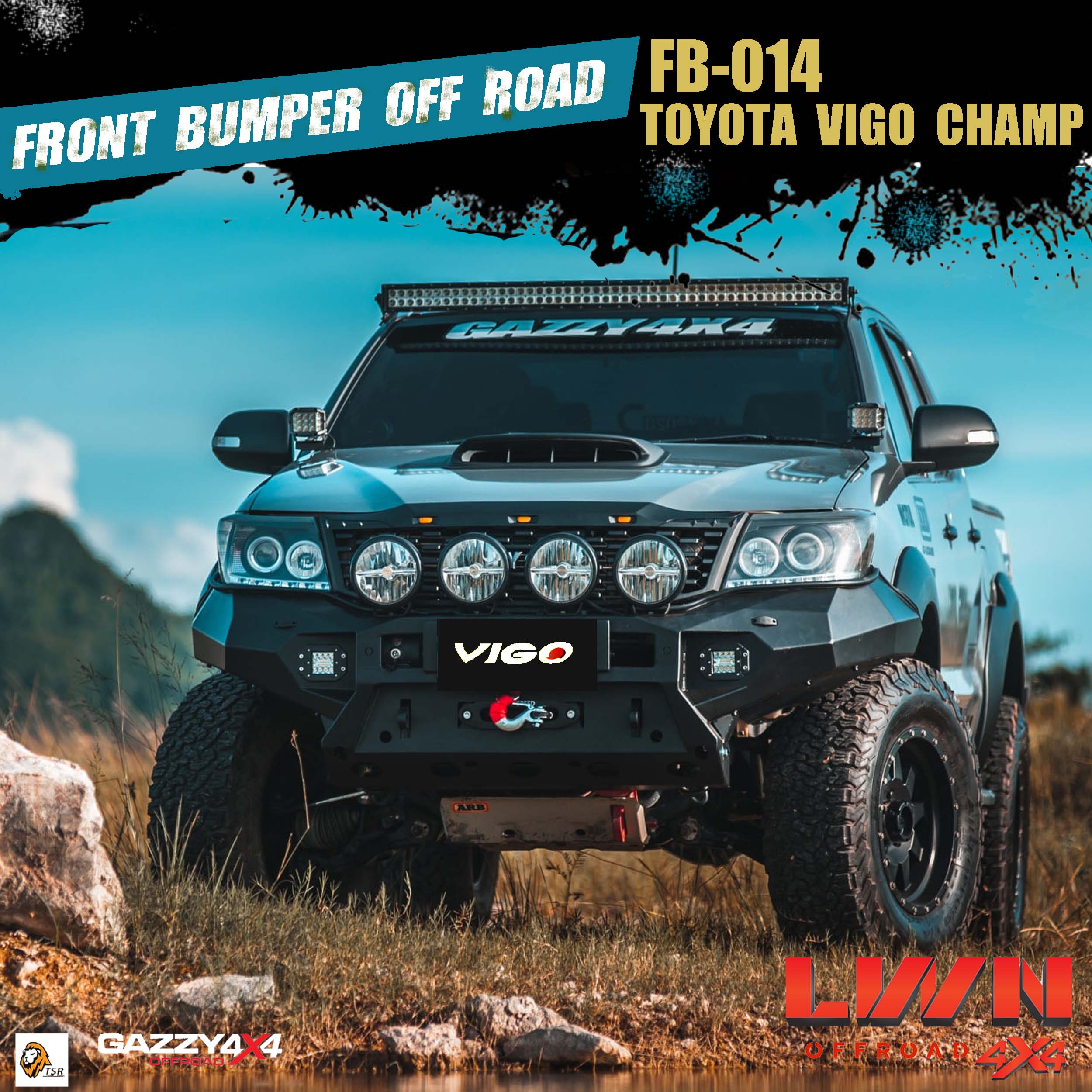 กันชนหน้าออฟโรด Vigo Champ กันชนเหล็กดำ OFF ROAD BUMPER รุ่น FB-014 ...