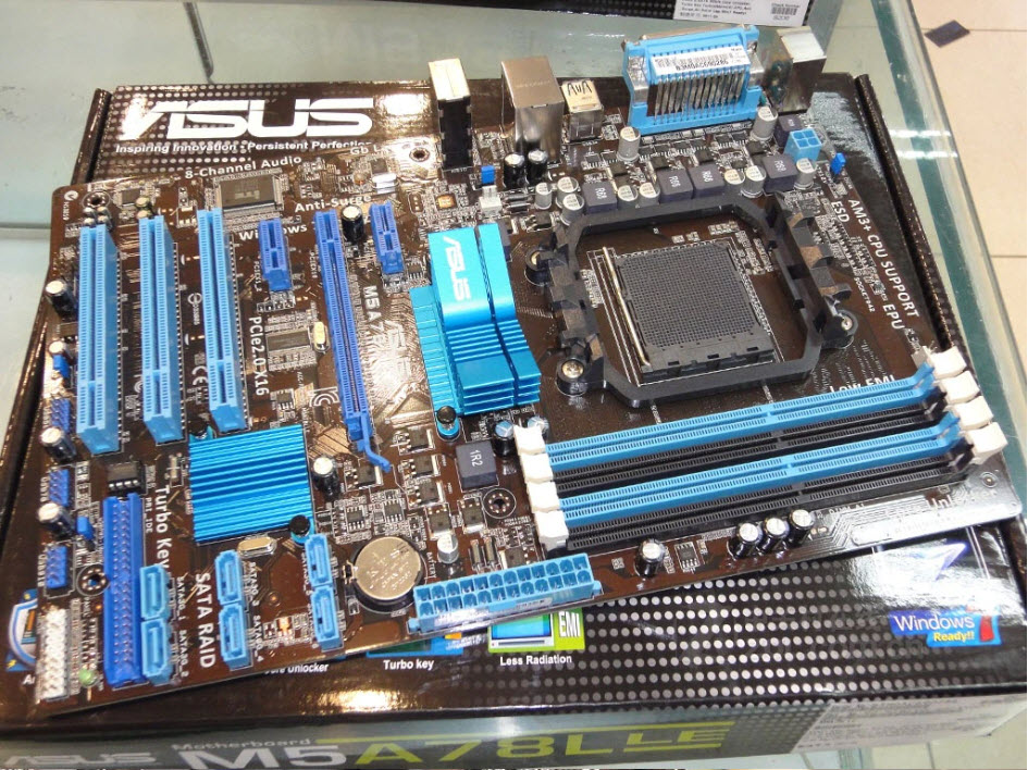 ASUS M5A78L LE บอร์ดใหญ่แรม 4 ช่อง AM3 พร้อม CPU x3 455 พัดลม และฝาหลัง ...