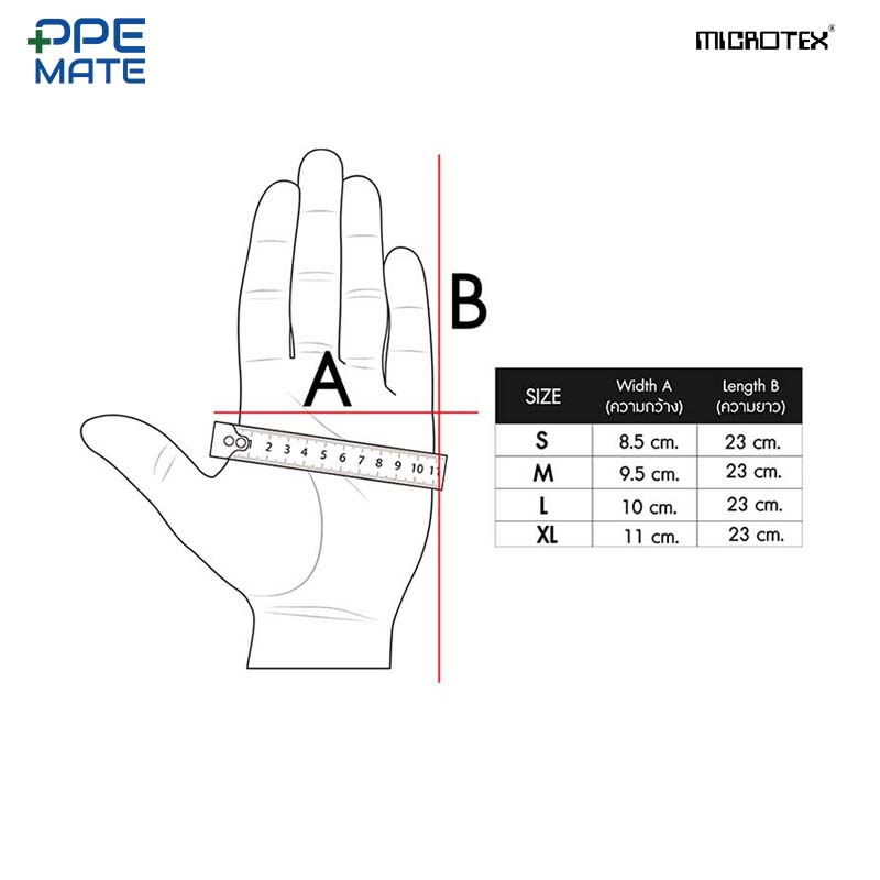 MICROTEX Super Black Full Texture ถุงมือยางไนไตร 100% สีดำ งานสัมผัส ...