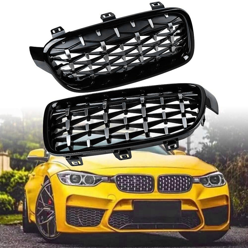 Front Kidney Grill, Front Hood Diamond Grille Meteor Grill for-BMW F30 ...