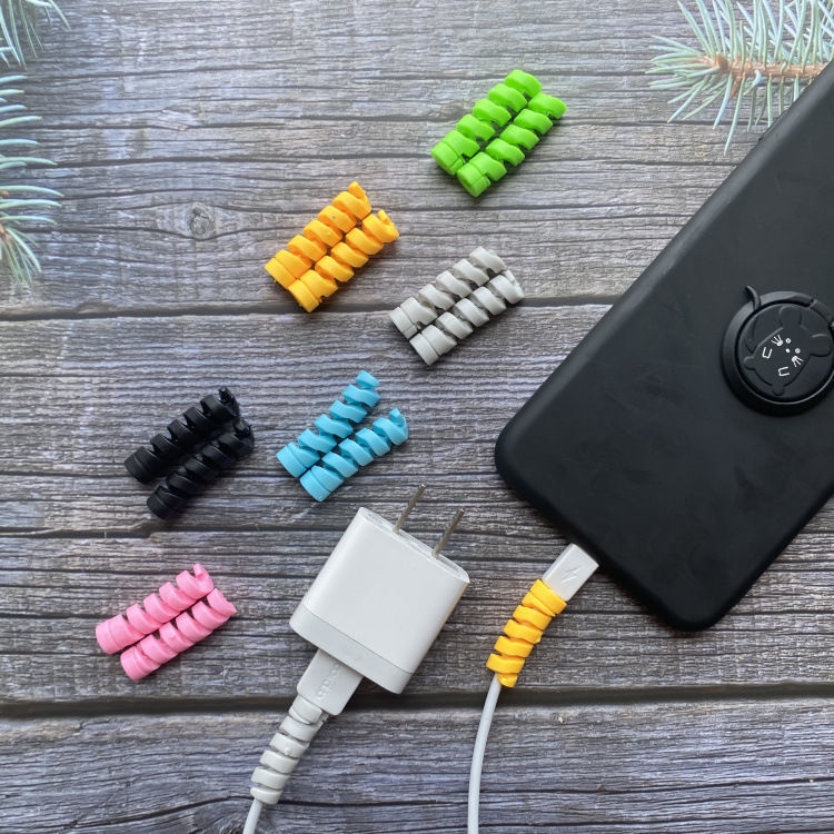 USB Cable Protection Sleeve Spiral Winding Solid Color Headset Cable ...