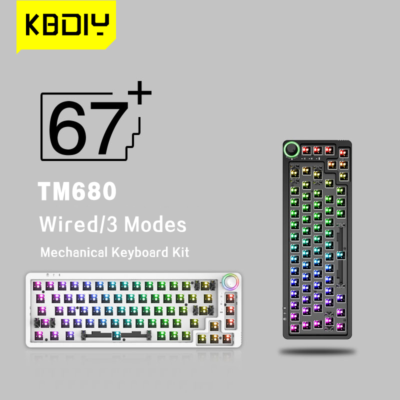KBDiy TM680 Knob Hot Swap Mechanical Keyboard Kit Wireless Bluetooth 3 ...
