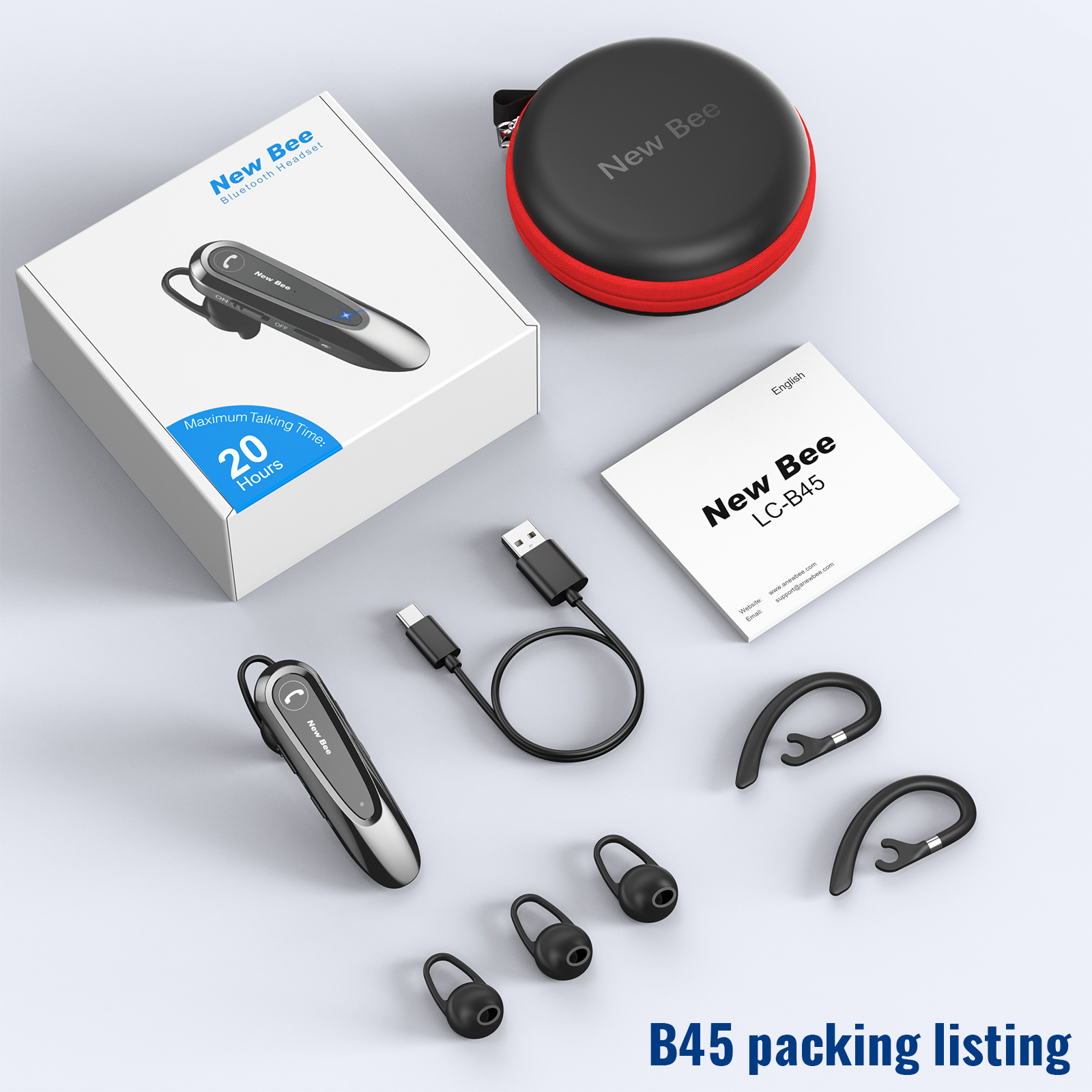 【มาใหม่】New Bee LC-B45 หูฟังบลูทูธ Bluetooth Earphoneบลูทูธ 5.0 ไร้สาย ...