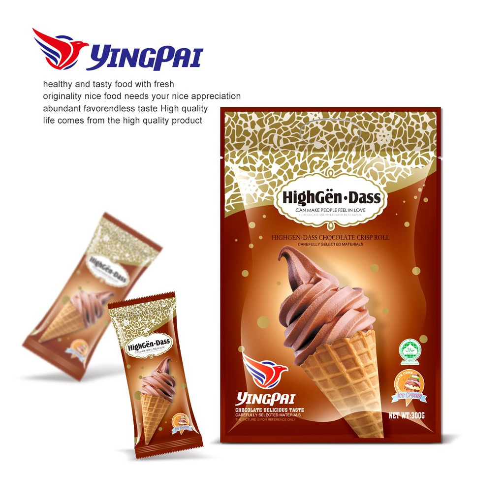 (รสช็อกโกแลต) Yingpai ขนมเวเฟอร์โคนสอดไส้วานิลา ตราหยิงไป 300 กรัม ...