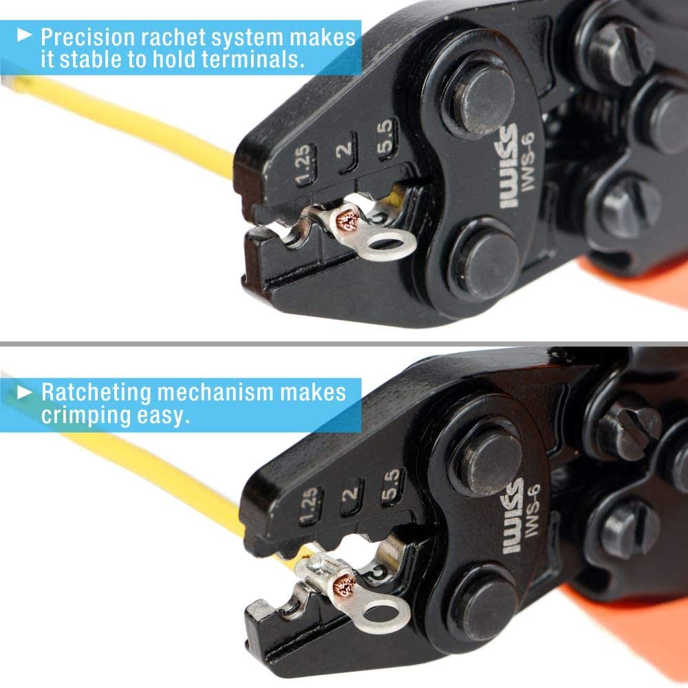 IWISS IWS-6 คีมย้ำหางปลา สำหรับหางปลาเปลือย ขนาด 16-10 AWG (1.25-5.5 ...