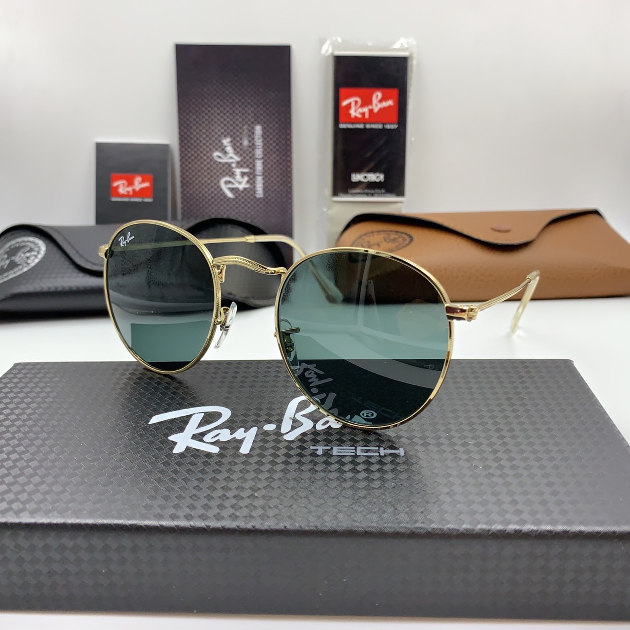 RB3447 Round metal ทรงกลม เลนส์กระจก G-15 เคลือบปรอท - ร้านแว่นกันแดด ...