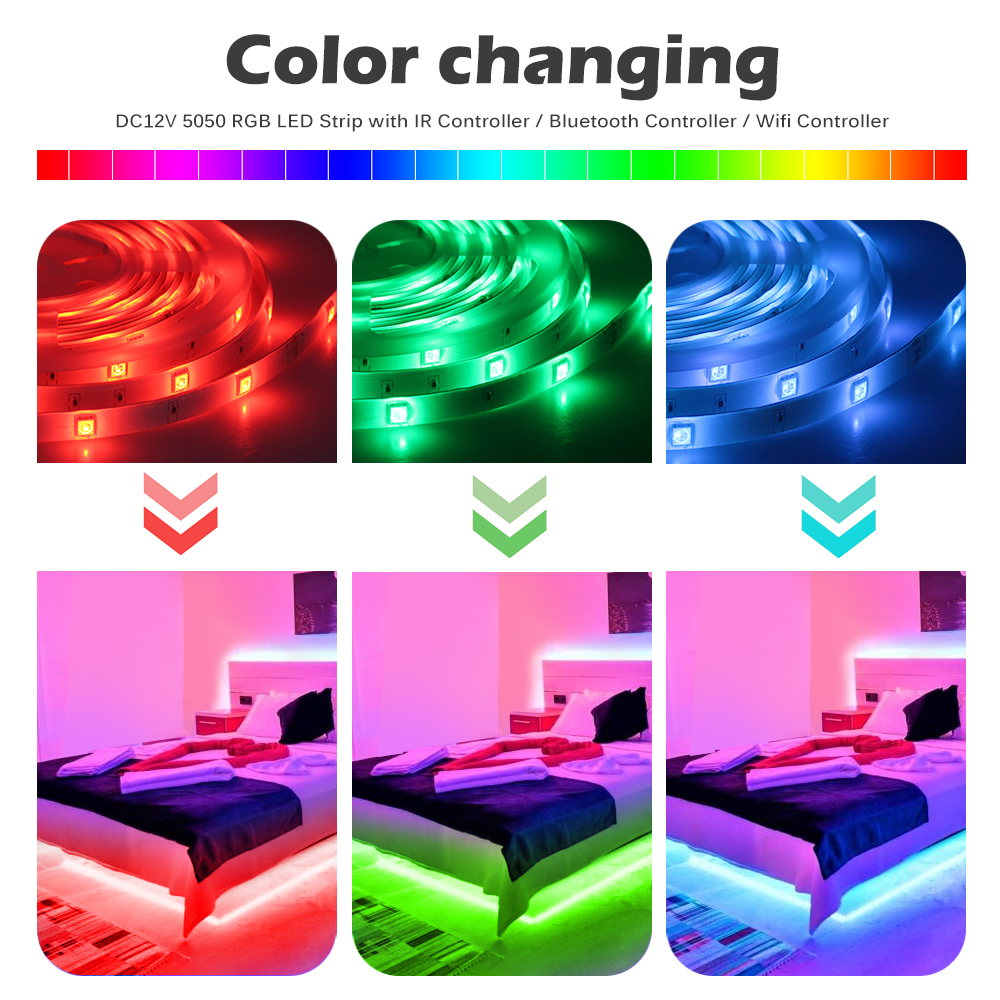 RGB LED Strip 5050 2835 Flexible LED Tape Bluetooth Neon Ribbon ...