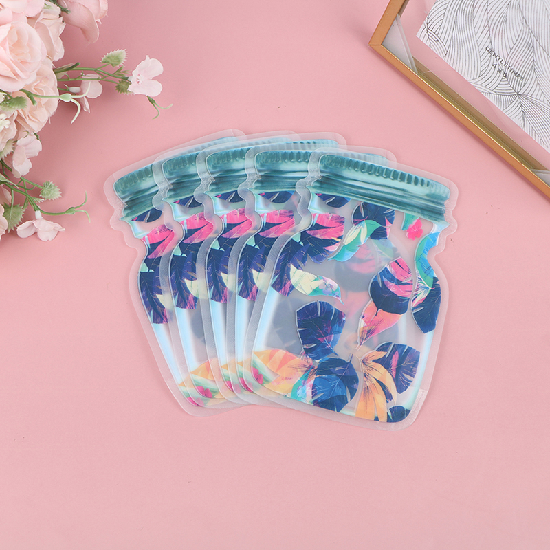 5pcs Reusable Bag Jar Bottles Nuts Cookies Zipper Seal Food Storage