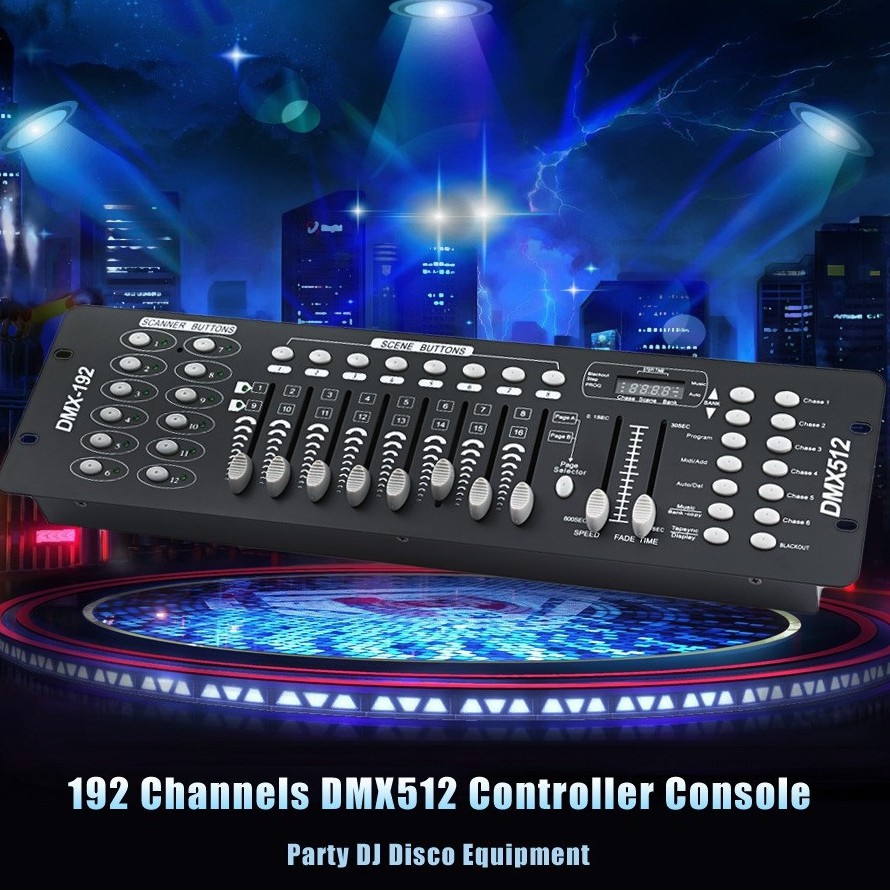 บอร์ดคุมไฟ บอร์ดคอนโทรลไฟ เวที แสงสี DMX192 DMX512 Scanner control console DMX-512CH For Stage ...