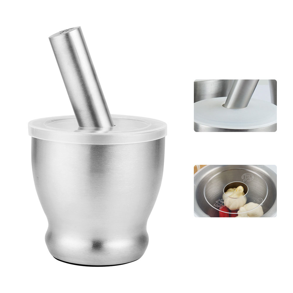 mengkai เครื่องบดสแตนเลสโถบดกลมพร้อมฝาปิด | Lazada.co.th