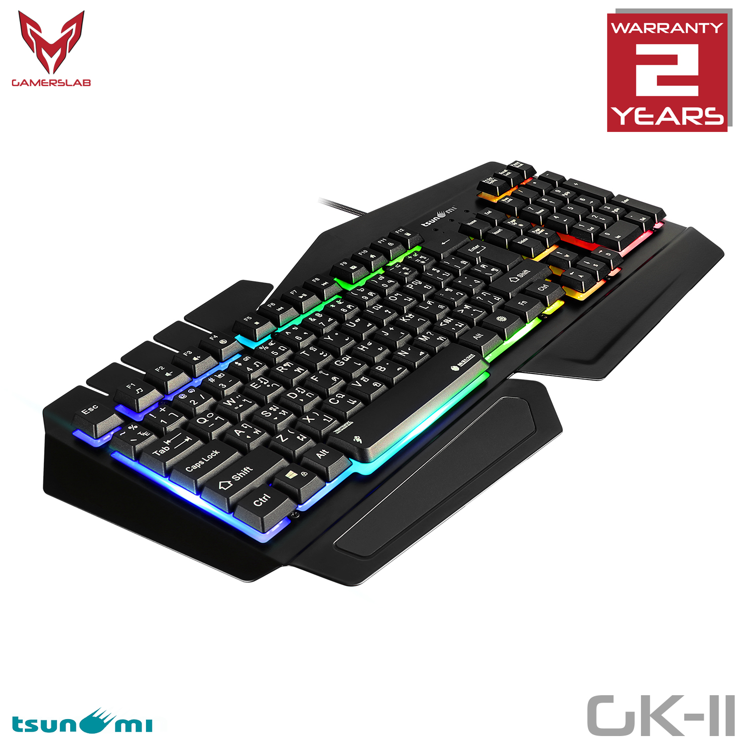 GamersLab (คีย์บอร์ดเกมมิ่ง) Tsunami GK-11 Gaming Keyboard RGB Jet ...