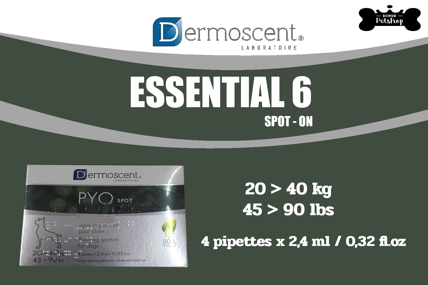 Dermoscent PYO for dog 20 - 40kg ยาหยดหลัง บำรุงผิวสำหรับสุนัข บรรจุ 4 ...