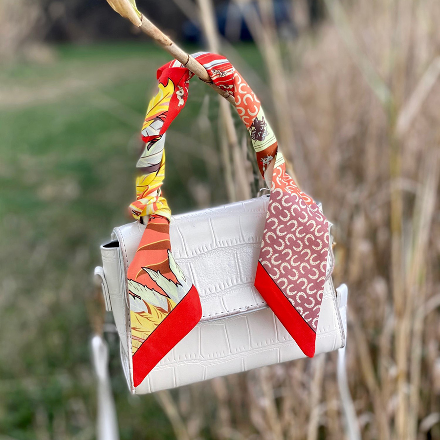 Silk Scarves Women Handle Bag Scarf Brand Designer Long Fashion Wrist ...