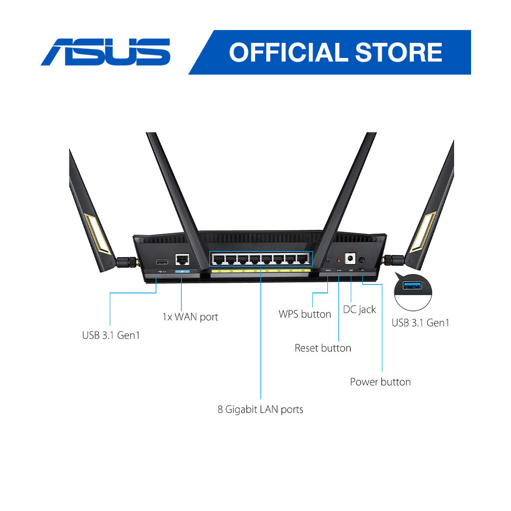 ASUS ROUTER (RT-AX88U) AX6000 DUAL BAND WI-FI 6 - ASUS Official Store ...