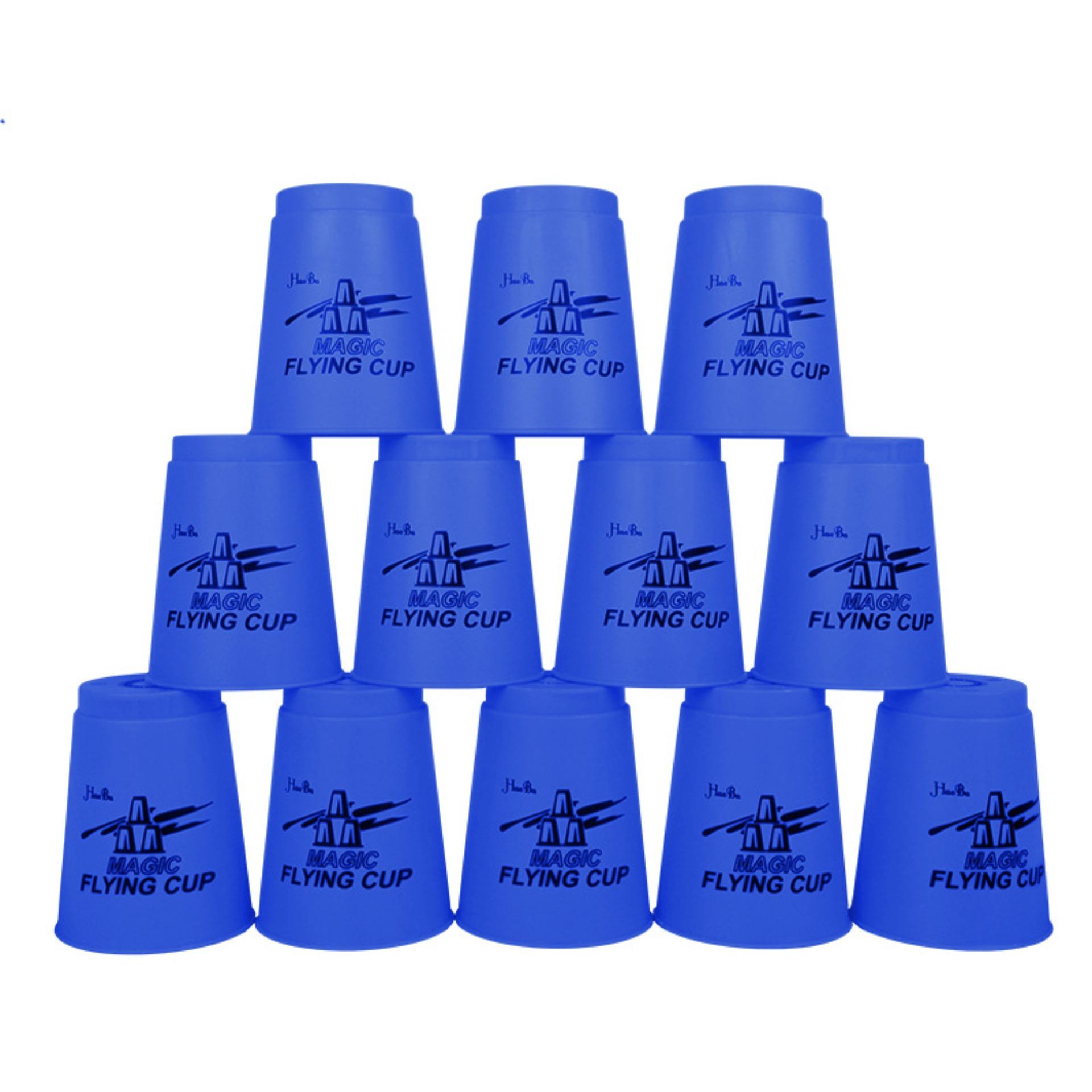 Stack Cup เกมส์เรียงแก้ว(สีน้ำเงิน) แก้วสแต็ค Magic flying stacked cup 12 PCS Rapid cup NO.P12 ...