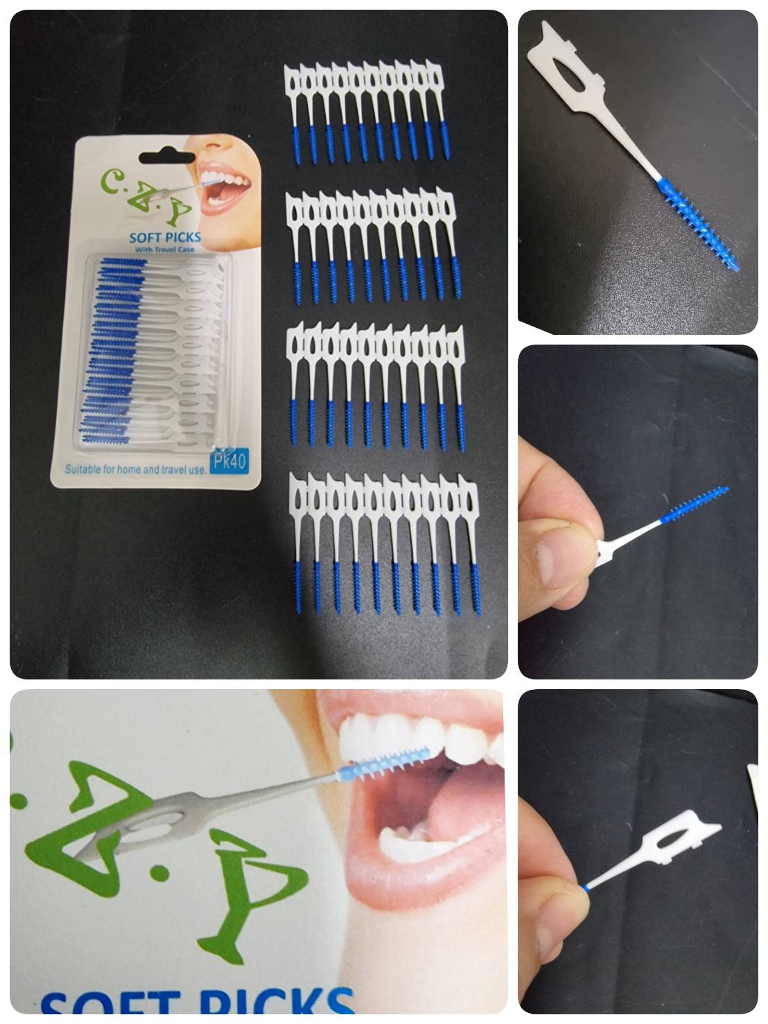 Soft pick ชุดแคะซอกฟัน ขูดซอกฟันขจัดคราบหินปูน เนื้อแปรงนุ่ม ด้ามโค้งงอ ...