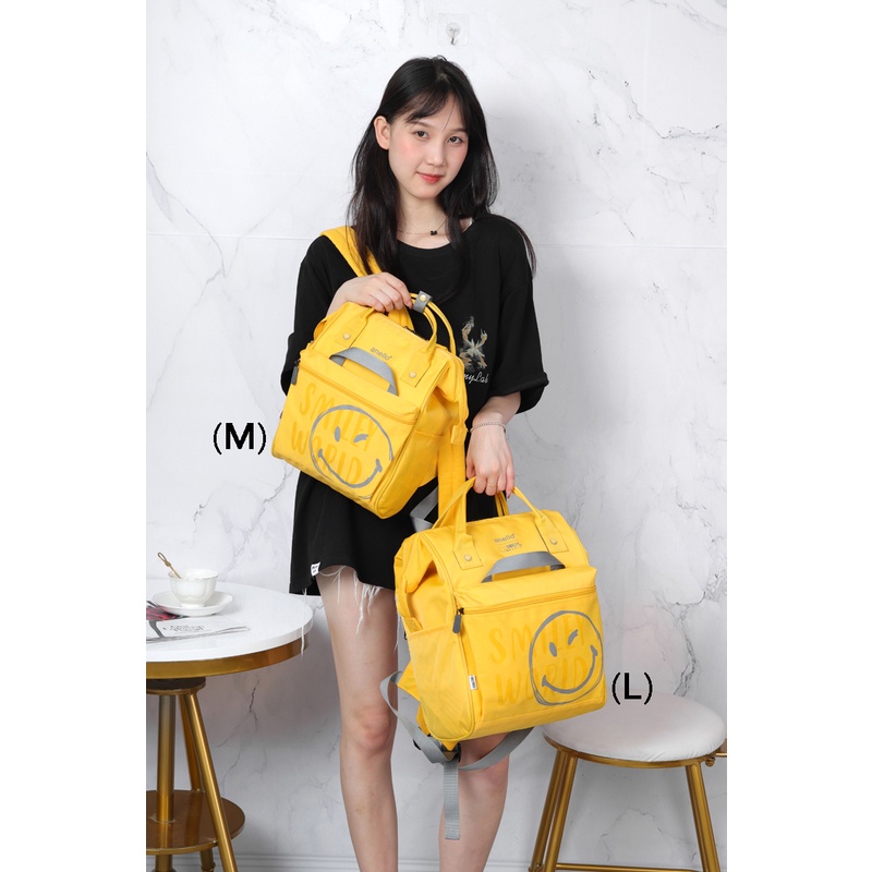 พร้อมส่ง anello x SMILEY กระเป๋าเป้แฟชั่น ช่องเยอะใส่ของได้เยอะ ผ้ากัน ...