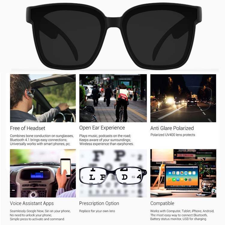 Smart glasses Bluetooth UV protection smart earphones for hands-free ...