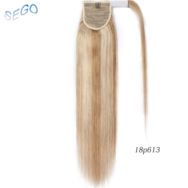 SEGO 80กรัม-95กรัมผมหางม้าผมมนุษย์ห่อรอบผมหางม้าต่อผม Remy ธรรมชาติตรง ...