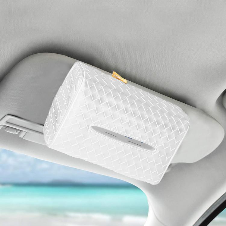 Tissue Box Car Holder Delicate Woven Pattern PU Leather Tissue Box ...