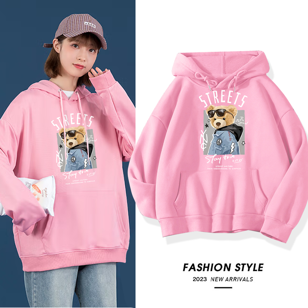 L387เสื้อฮู้ดลายแฟชั่นสวยน่ารัก.เสื้อแขนยาว.มี7สีหลายไซส์(S-3XL ...