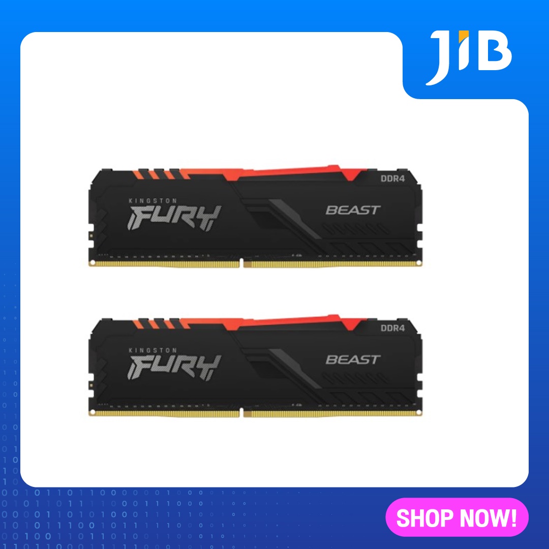 แรมพีซี Kingston Ram PC DDR4 16GB3200MHz CL16 (8GBx2) FURY Beast RGB ...