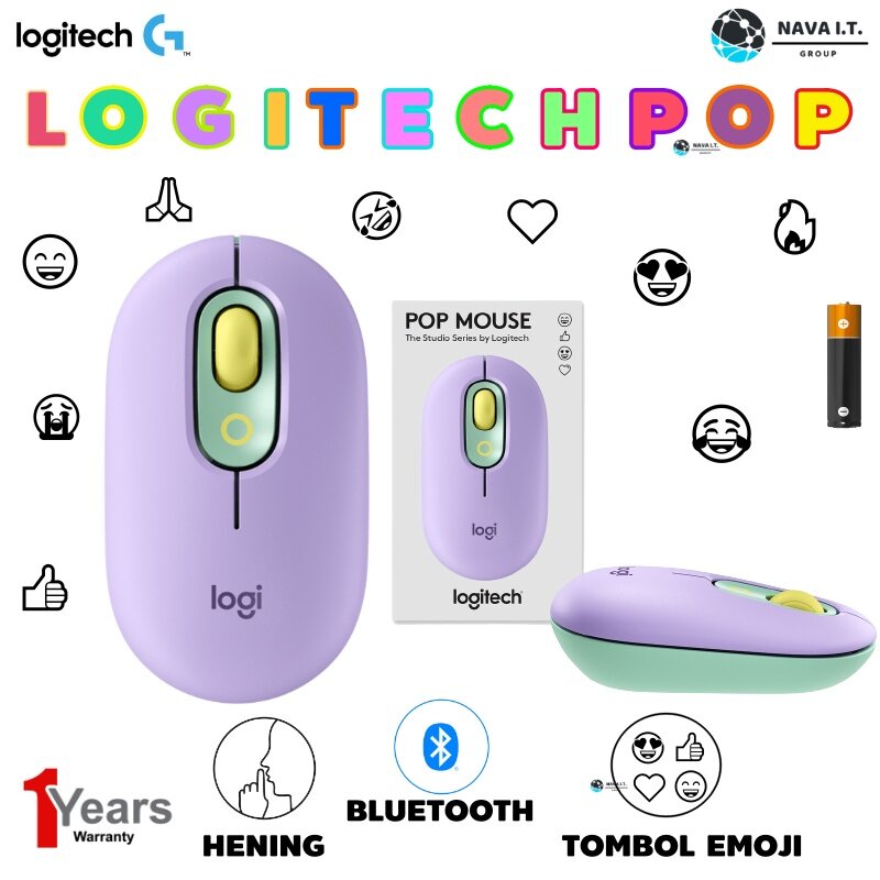 ⚡️กรุงเทพฯด่วน1ชั่วโมง⚡️LOGITECH POP สีม่วง MOUSE DAYDREAM WIRELESS ...